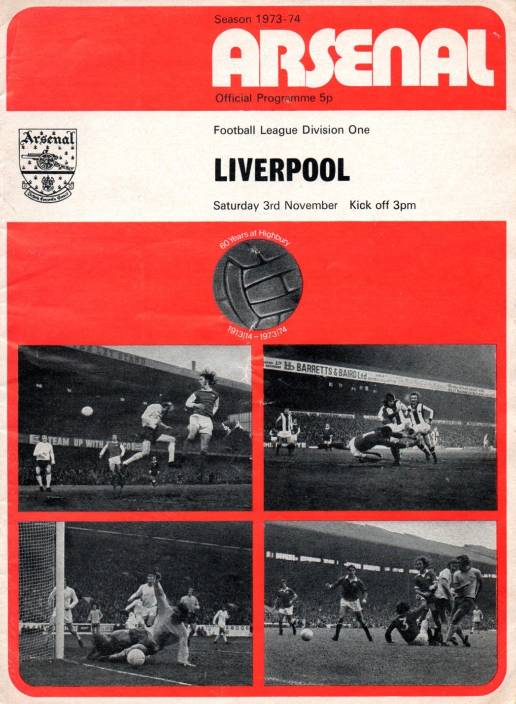 History of the Arsenal Programme – 1973-74 Season | angryofislington